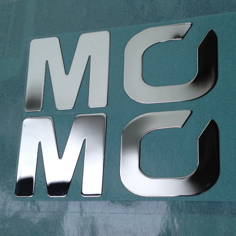 China Custom brand logo 3D metal transfer sticker bright silver ...