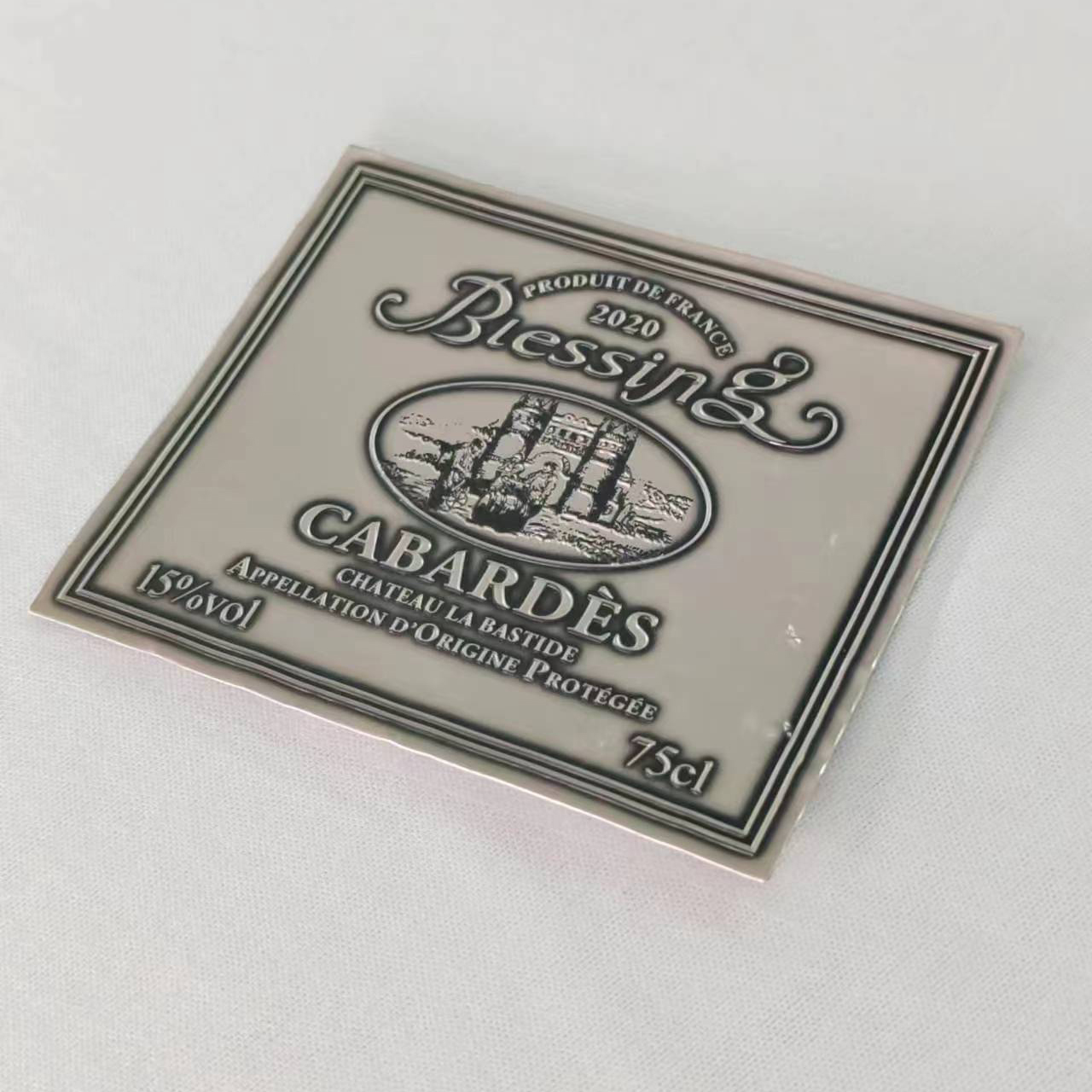 China High Quality Wine Bottle Label Aluminum Embossed Metal Sticker ...